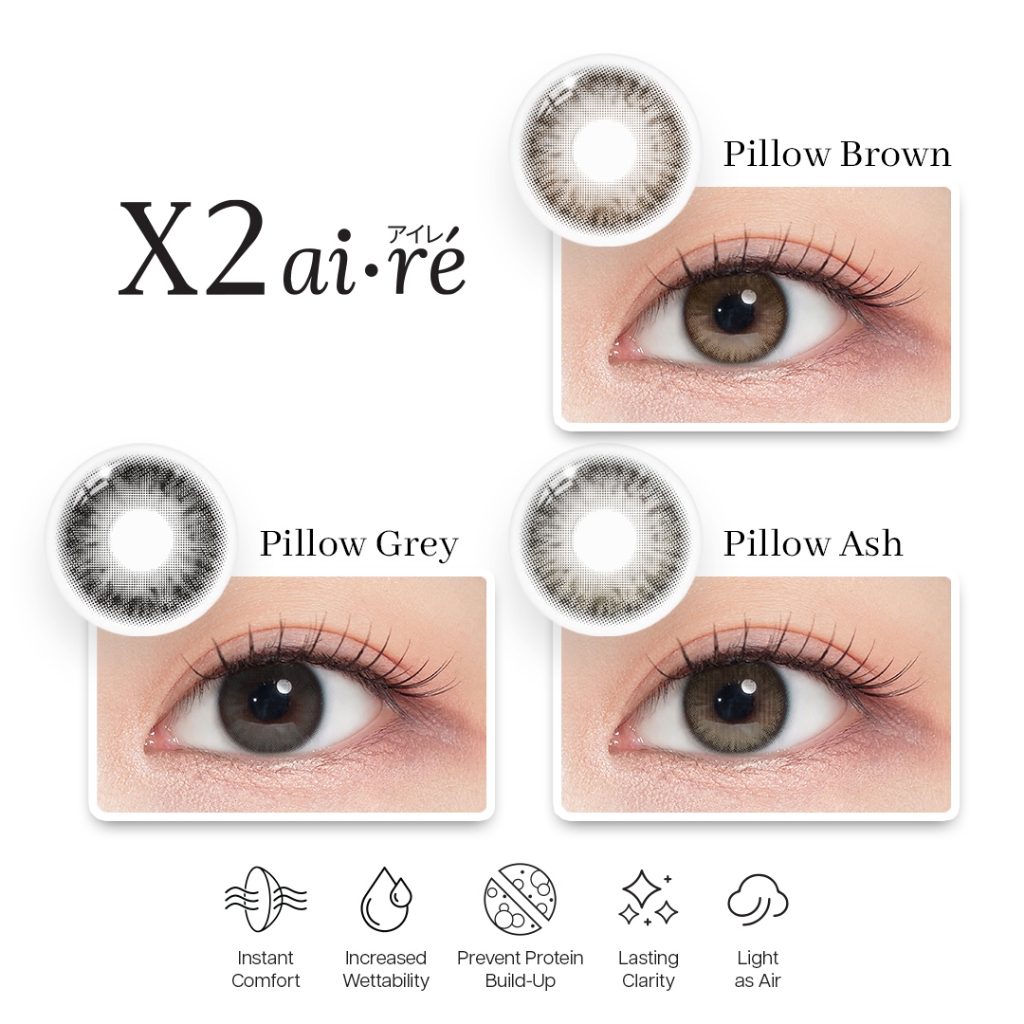 Jual X2 AIRE - Pillow Grey | Pillow Brown | Pillow Ash | X2 Softlens ...