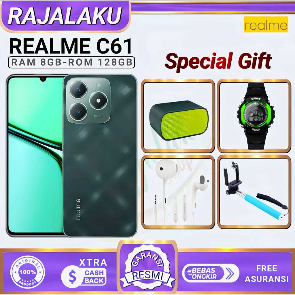 Jual REALME C61 RAM 8GB ROM 128GB GARANSI RESMI INDONESIA | Shopee Indonesia