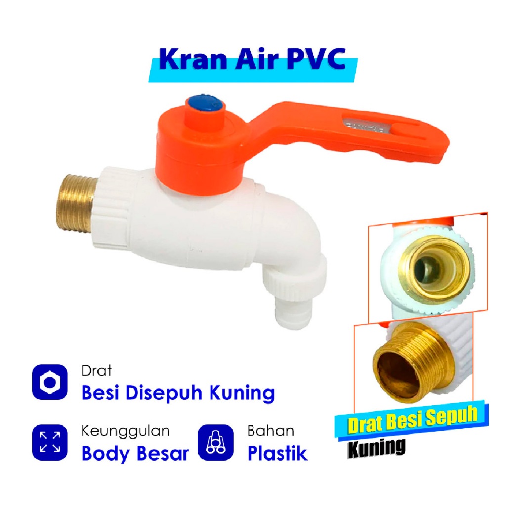 Jual GBS - Kran PVC Jumbo Turkey Drat Kuningan - Kran Air Tembok PVC ...