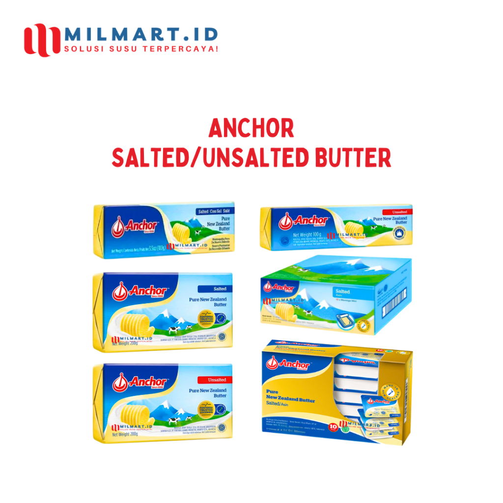 Jual ANCHOR UNSALTED BUTTER SALTED 100G/200G MINI DISH PURE BUTTER ISI ...