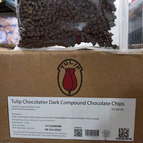 Jual TULIP CHOCOLATIER DARK COMPOUND CHOCO CHIPS KEMASAN REPACK 250 ...