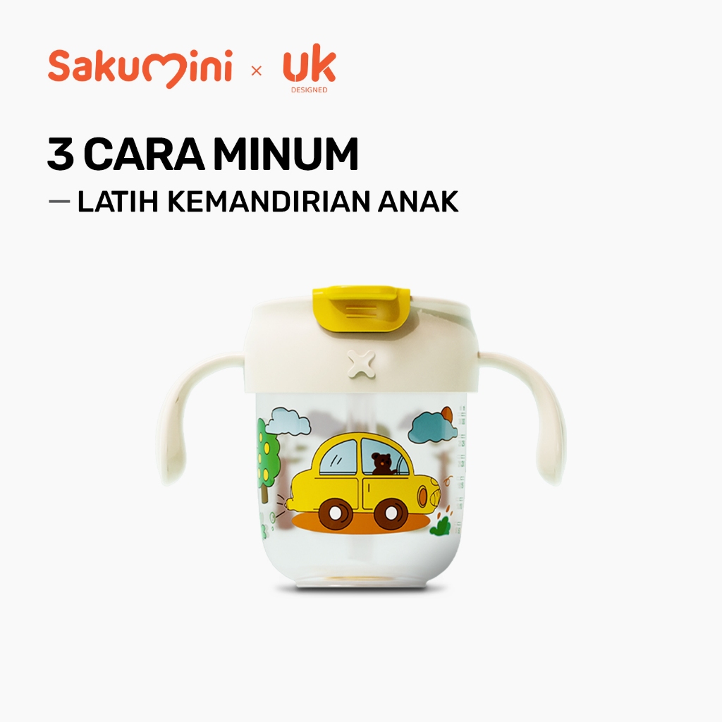 Jual Sakumini 3in1 Training Cup Duckbill Straw Gelas Cangkir Minum Susu ...