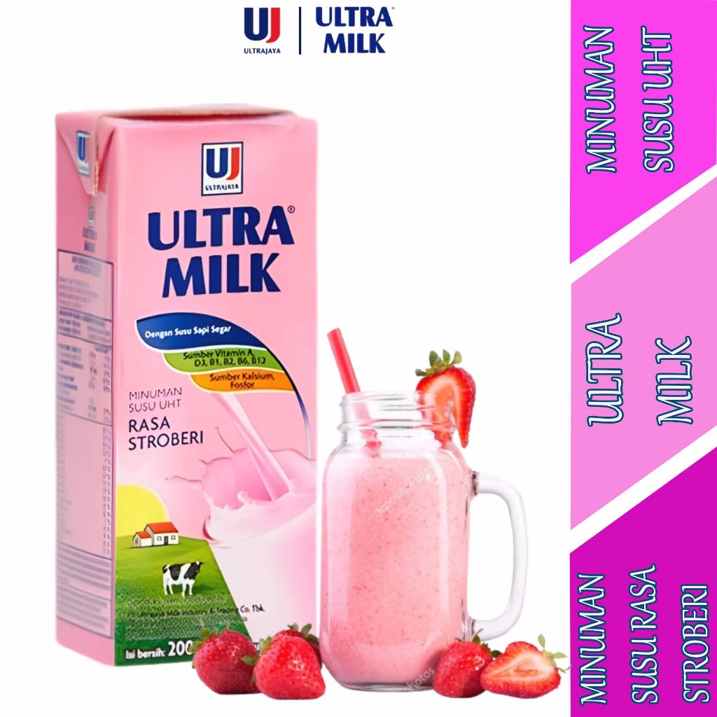 Jual Minuman Susu Rasa Stroberi - Ultra Milk Slim - Minuman Susu UHT - 200ml | Shopee Indonesia