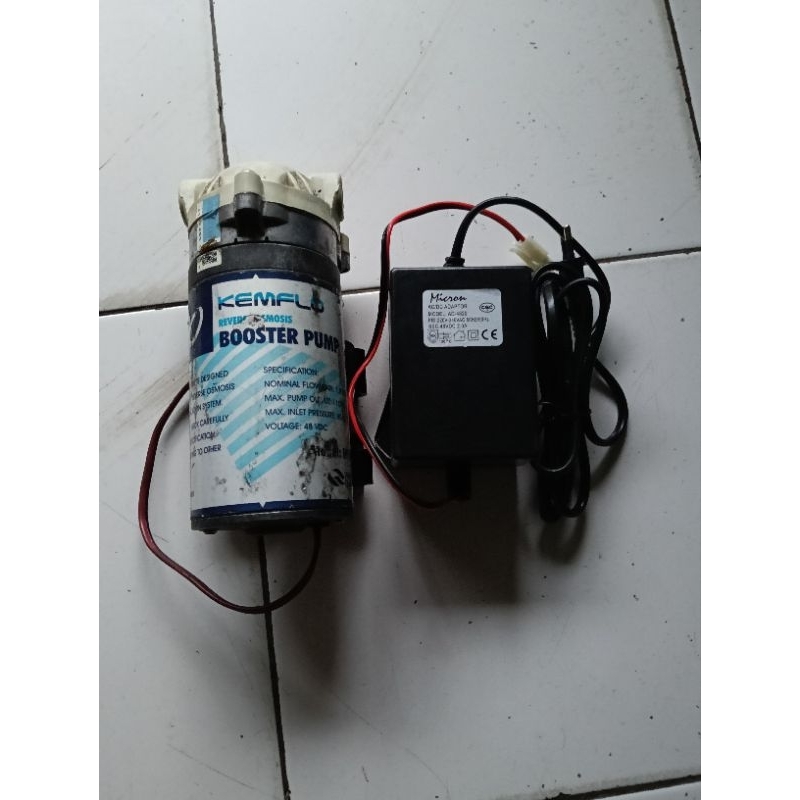 Jual pompa Ro kemflo 48v 400gpd+adaptor micron 48v 2 ampere | Shopee ...