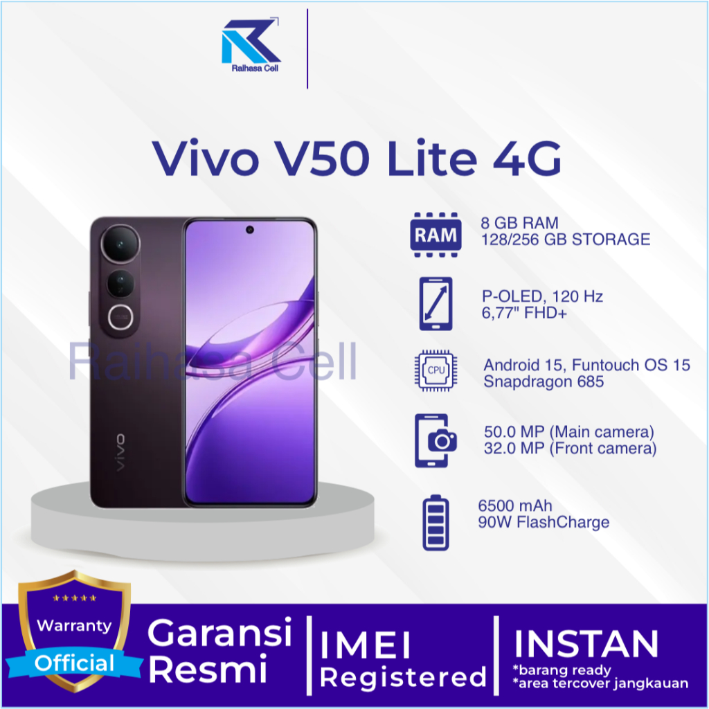 Jual Vivo V50 Lite 4G 8/128 GB Garansi Resmi | Shopee Indonesia