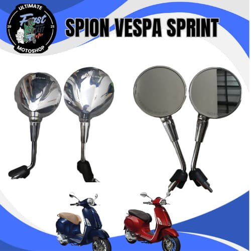 Jual Jual spion vespa sprint 150 iget ORIGINAL Oval , Bulat Chrome ...