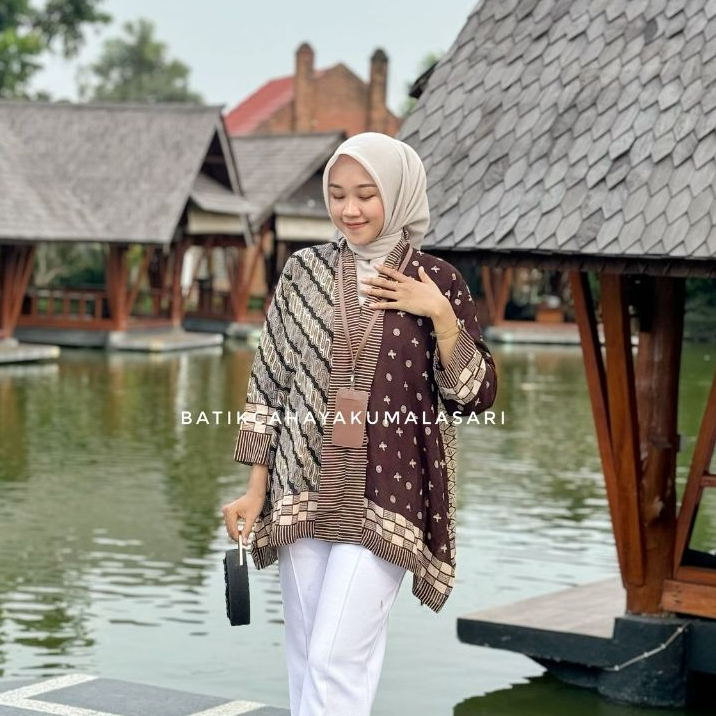 Jual Outer Harumi Coklat Mahogany Bahan Rayon Paris - Baju Kerja Wanita ...