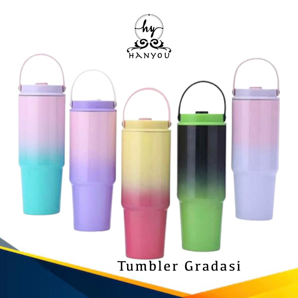 Jual Tumbler Viral Gradasi With Handle Tenteng Ukuran 900ml Dengan 2 ...