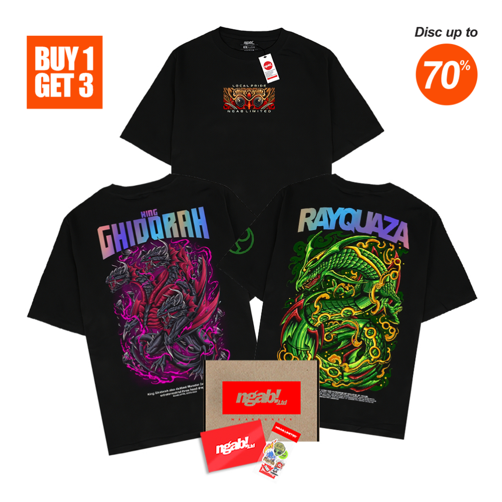 Jual Buy 1 Get 3 Ngab Kaos Distro Spesial Bundling King Ghidorah ...
