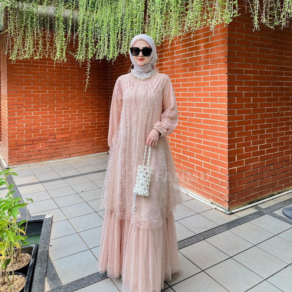 Jual FANMU Raya Collection | Gamis Pesta Mewah Elegan | Gamis Brokat Premium | Gamis Brukat Tile ...