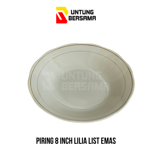 Jual PIRING 8 INCH LILIA LIST EMAS PIRING MAKAN EMAS / 12 PCS | Shopee ...