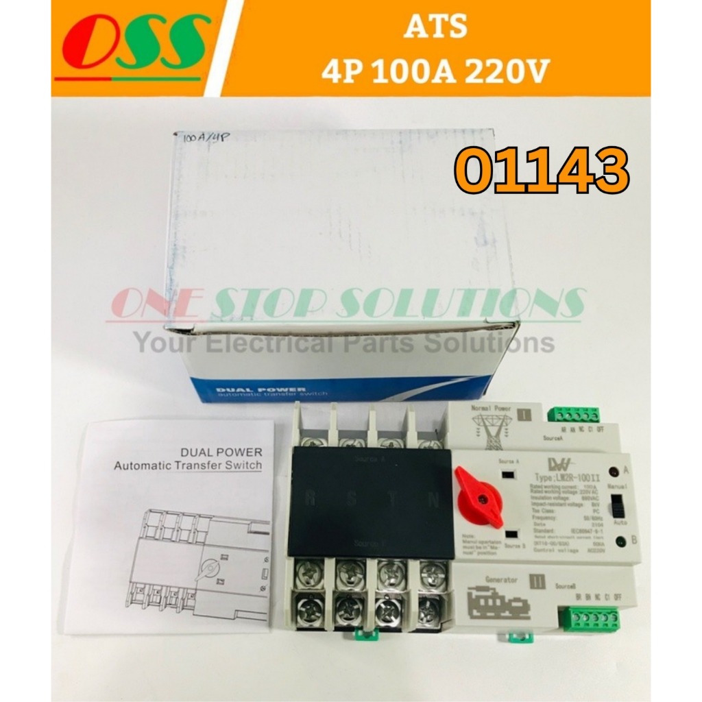 Jual ATS Automatic Transfer Switch 4P 100A 220V MCB Dual Power LW2R ...