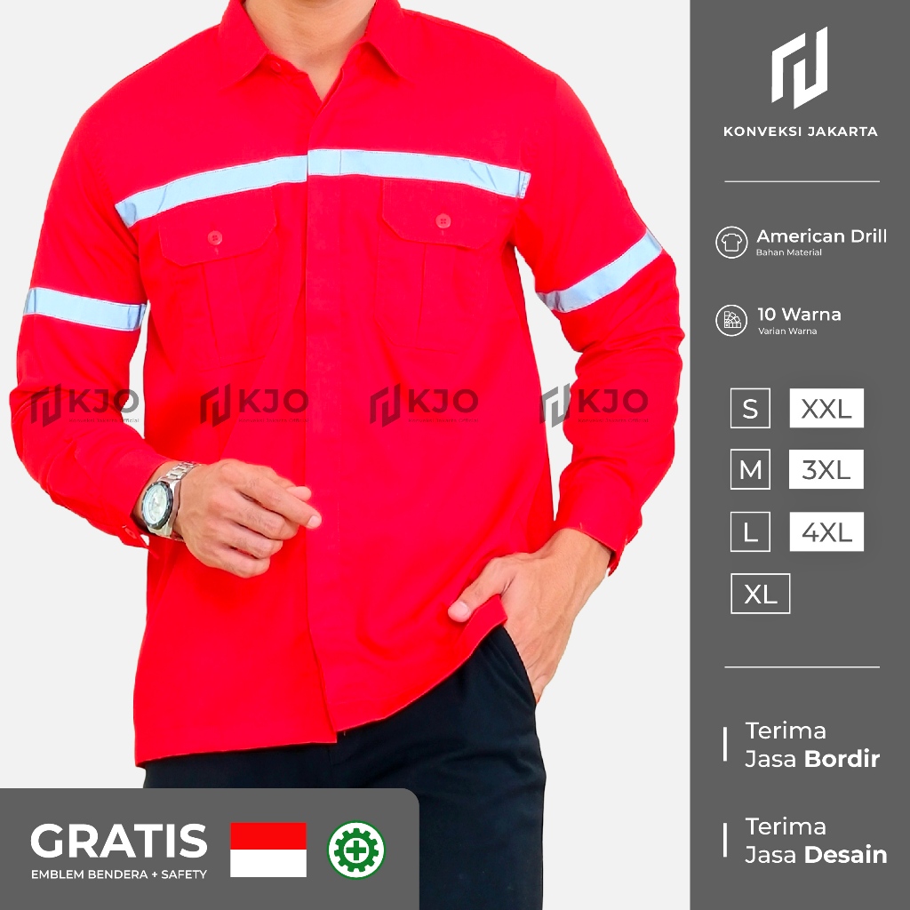 Jual Baju Wearpack Kemeja Safety K3 Proyek Tambang Lengan Panjang ...