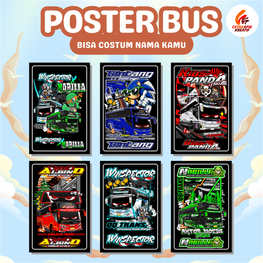 Jual (free sticker bus) CETAK POSTER DINDING CUSTOM BUSMANIA UKURAN A3 ...
