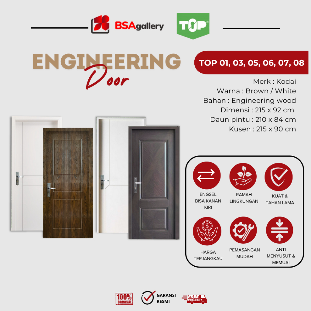 Jual PINTU RUANGAN KAYU PINTU KAMAR ENGINEERING WOOD DOOR KODAI TOP ...