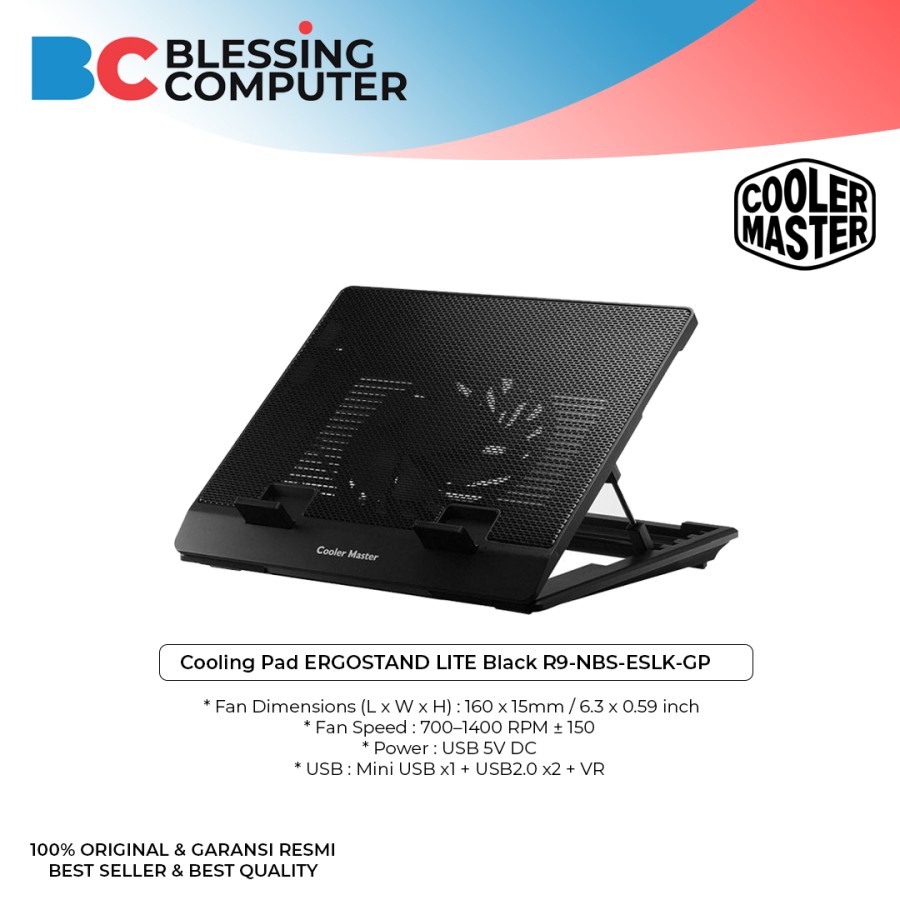 Jual Cooling Pad Cooler Master ERGOSTAND LITE Black R9-NBS-ESLK-GP | Shopee Indonesia