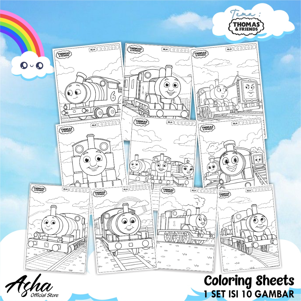 Jual KERTAS MEWARNAI KARAKTER ANAK BERVARIASI - COLORING SHEETS FOR KIDS ISI 10 LEMBAR SERI 3 ...