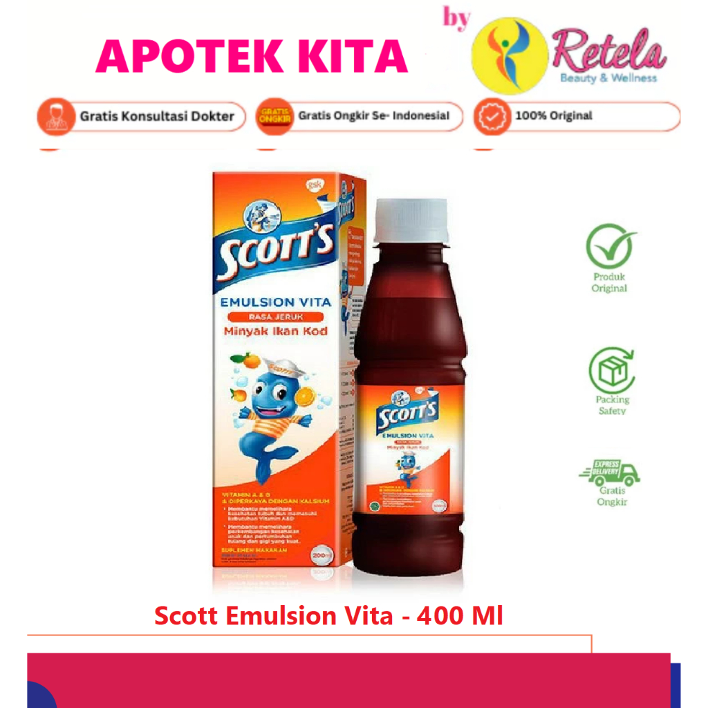 Jual SCOTT`S EMULSION VITA 1 BOTOL 400ML | Shopee Indonesia