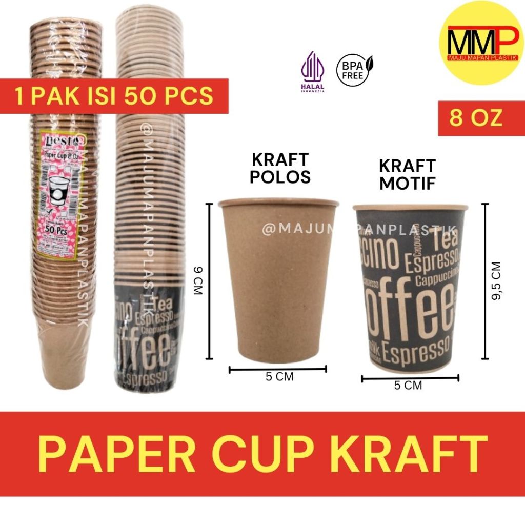 Jual [50 pcs] Hot Paper Cup 8oz / Gelas Kertas Tahan Panas / Gelas Kopi ...