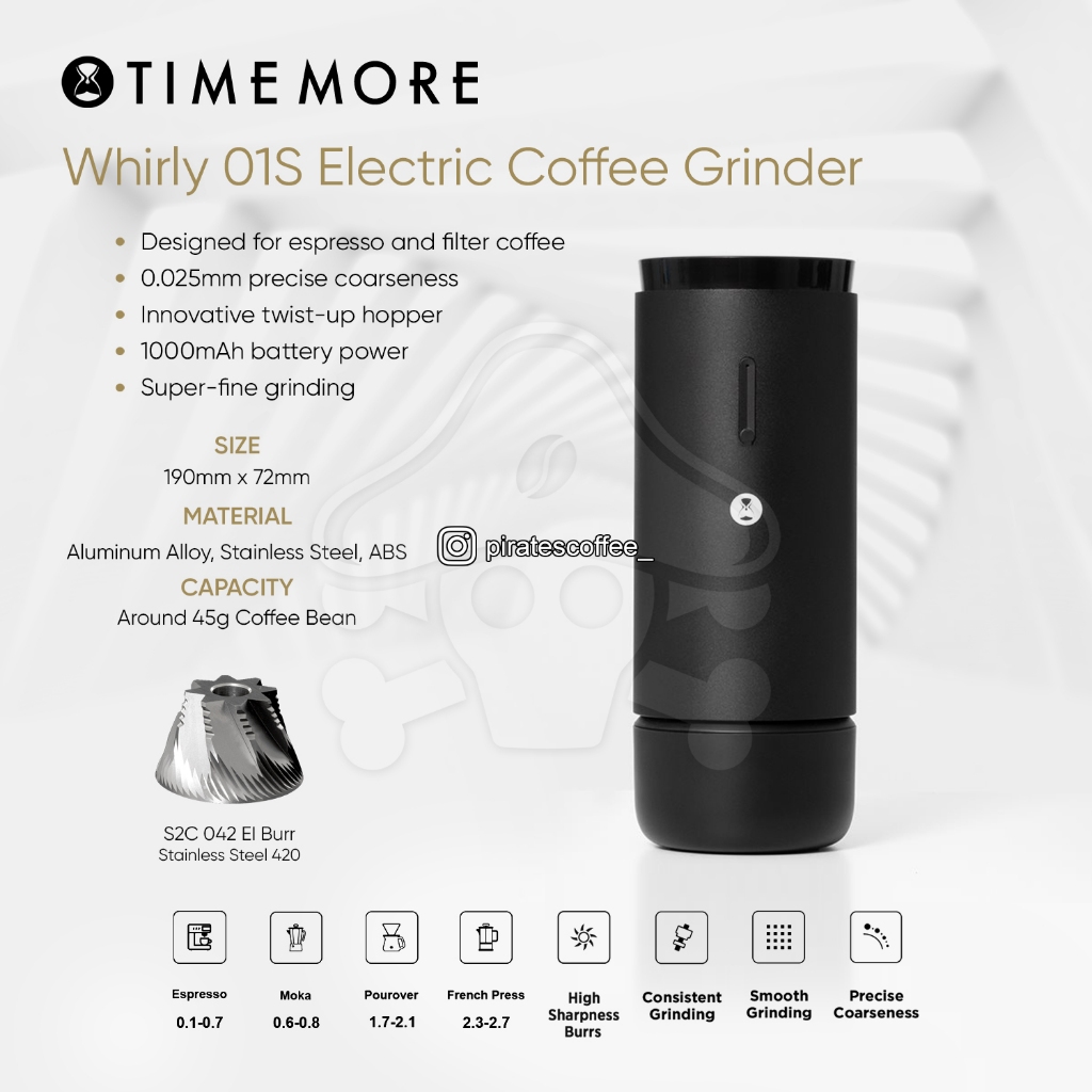 Jual Timemore Whirly 01s Electric Portable Coffee Beans Grinder | Alat ...
