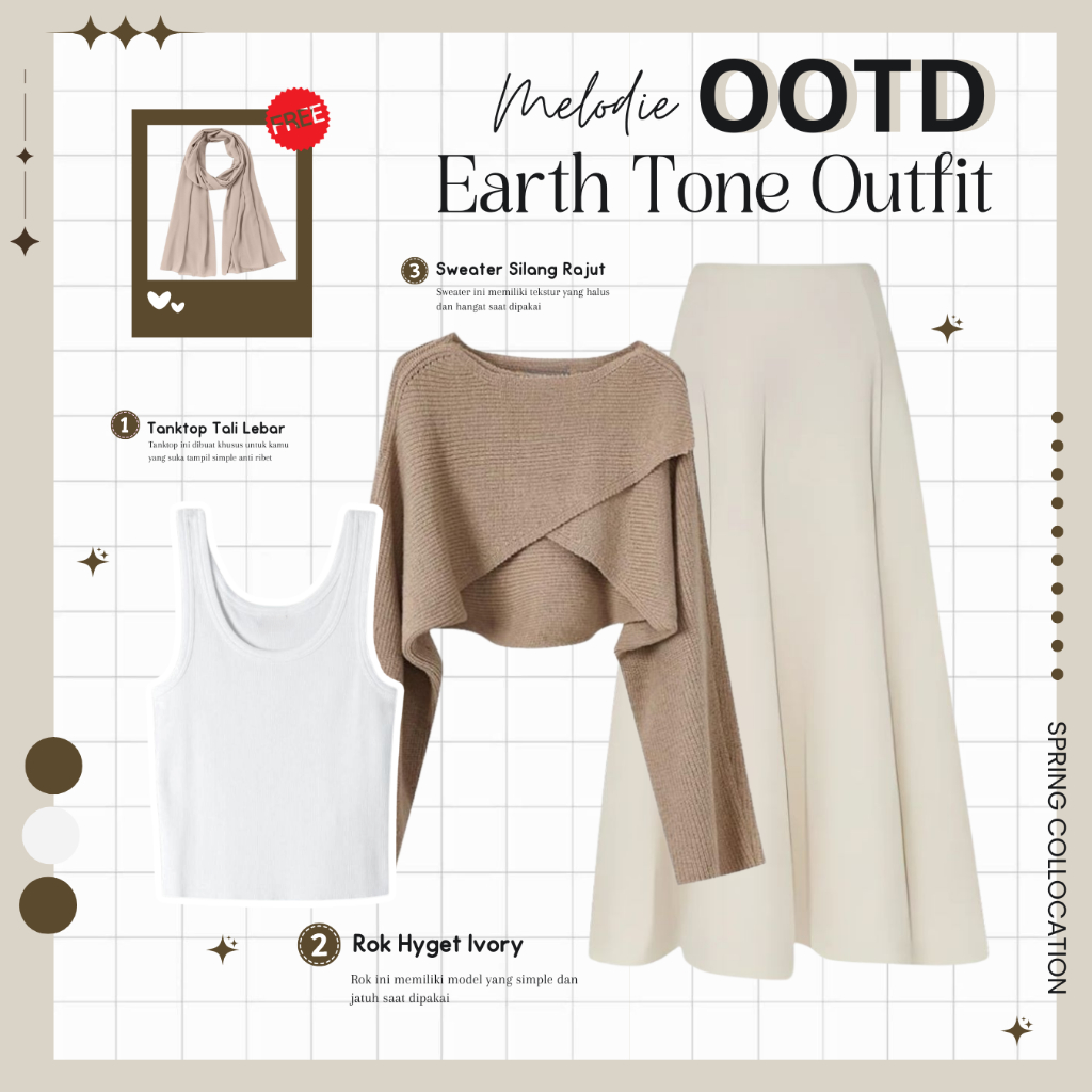 Jual Earth Tone Outfit | Tanktop Wanita Spandex Putih, Sweater Rajut ...