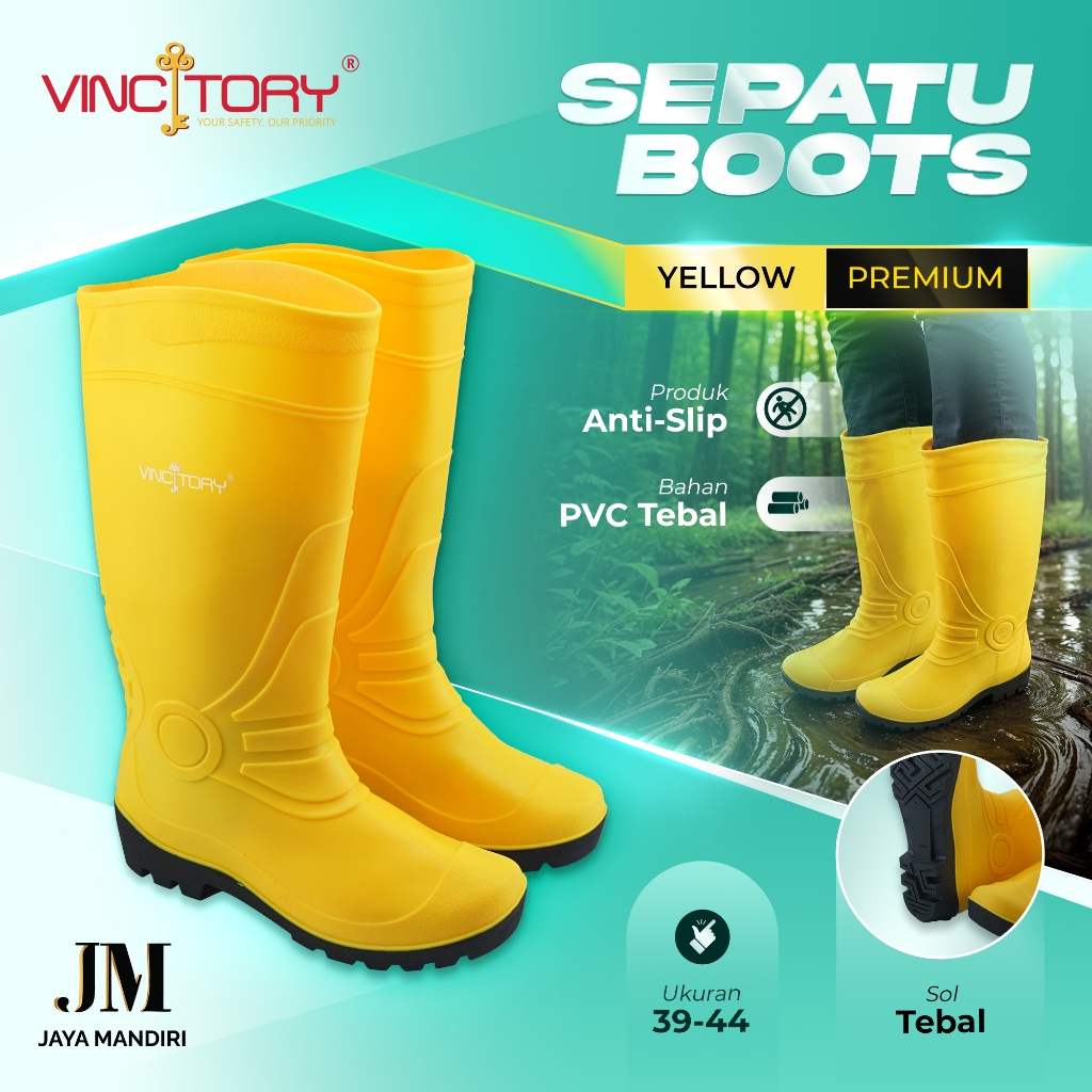Jual Sepatu Boot Safety Proyek Sawah Vincitory Bahan Karet PVC Premium ...