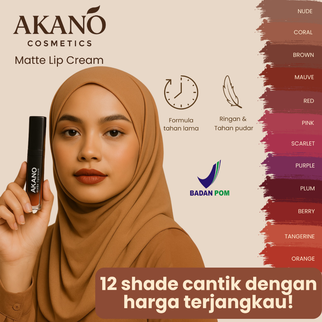 Jual Akano Cosmetics Matte Lip Cream – 12 Shade Cantik, Harga ...