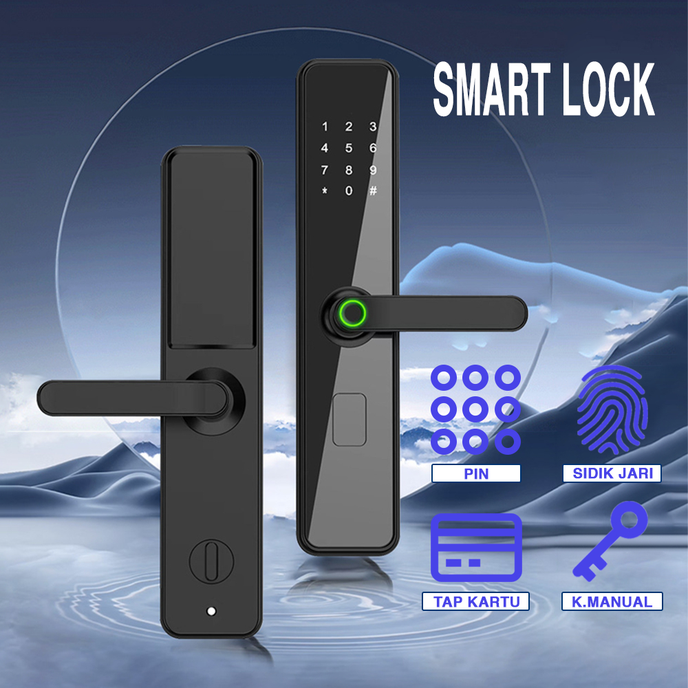 Jual Smart Lock Door Fingerprint PIN RFID Mifare 13.56 Mhz Mechanical Key / Kunci Pintu Pintar ...
