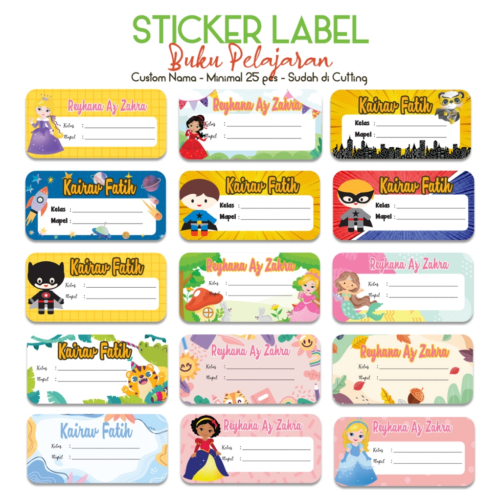 Jual Sticker nama buku pelajaran sekolah anak tk sd smp sma | Shopee ...