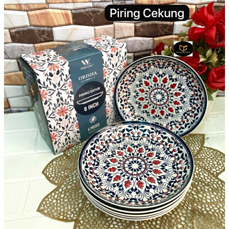 Jual PIRING KERAMIK 9.25INC MOTIF BOHENIAM 24CM/ PIRING MAKAN KERAMIK ...