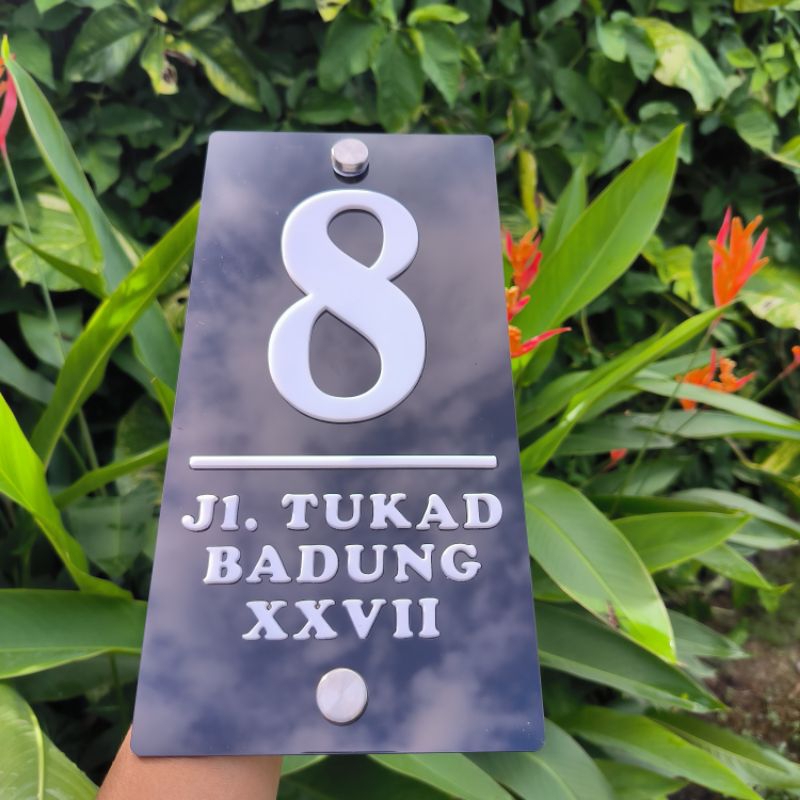 Jual sign akrilik nomor rumah / sign / papan nama ukuran 15x30cm ...