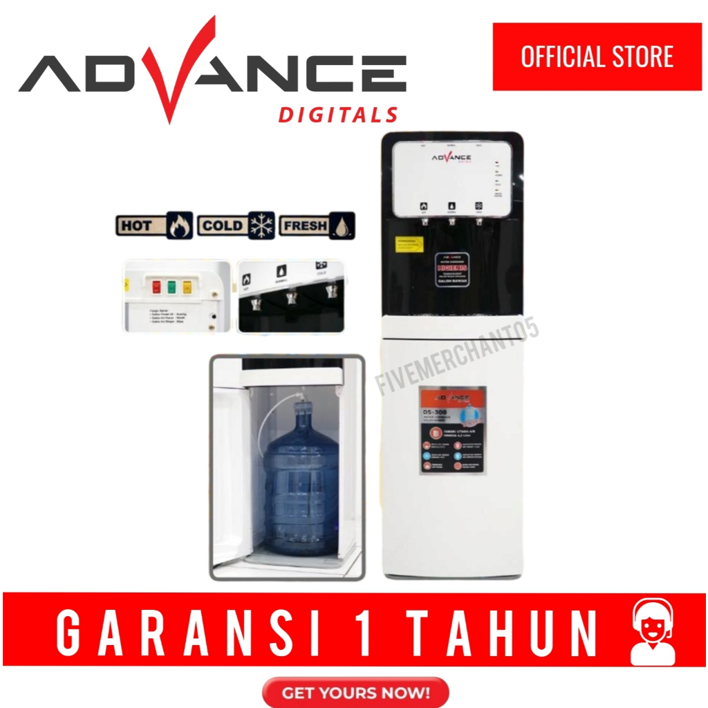 Jual Dispenser Galon Bawah Advance DS 308 3 in 1 Hot Cool Normal Water ...