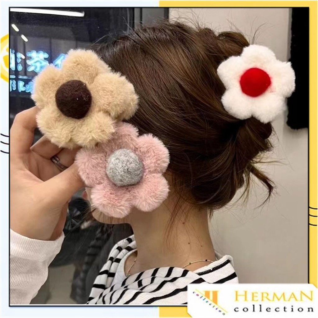 Jual HC Jepitan Salon Model Bunga Daisy Jepit Rambut Bulu Korea Model ...
