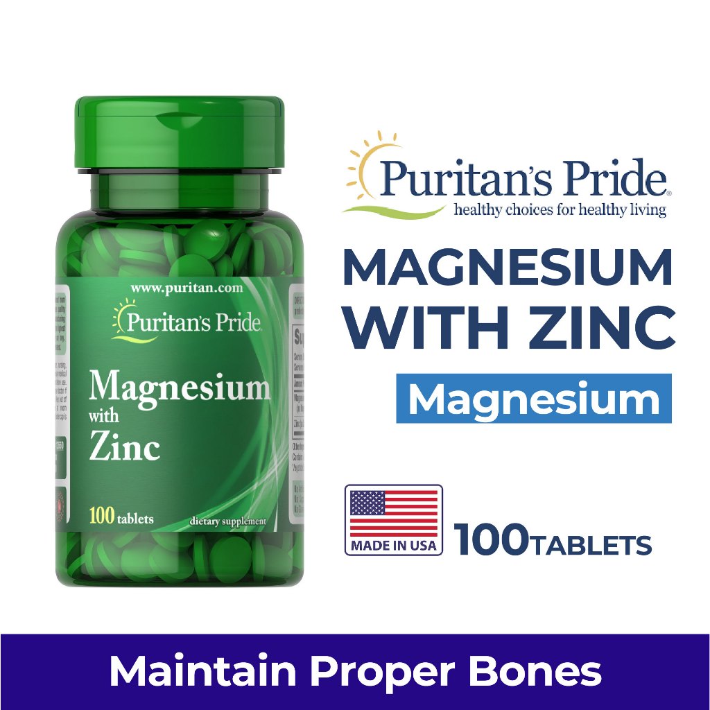 Jual Puritan Pride Magnesium with Zinc 100 Tablet Maintain Proper Bones ...
