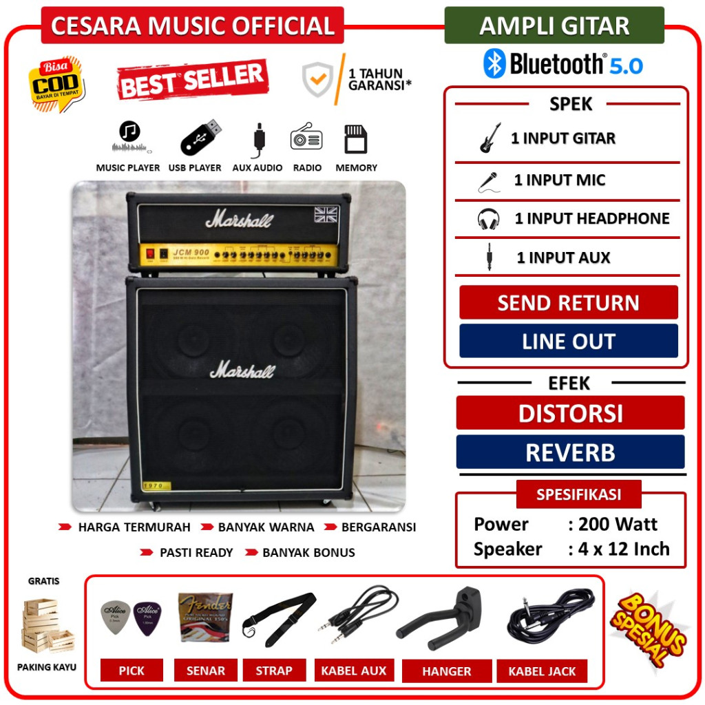 Jual Ampli Gitar & Bass & Keyboard 4x12 Inch bluetooth bisa untuk ...