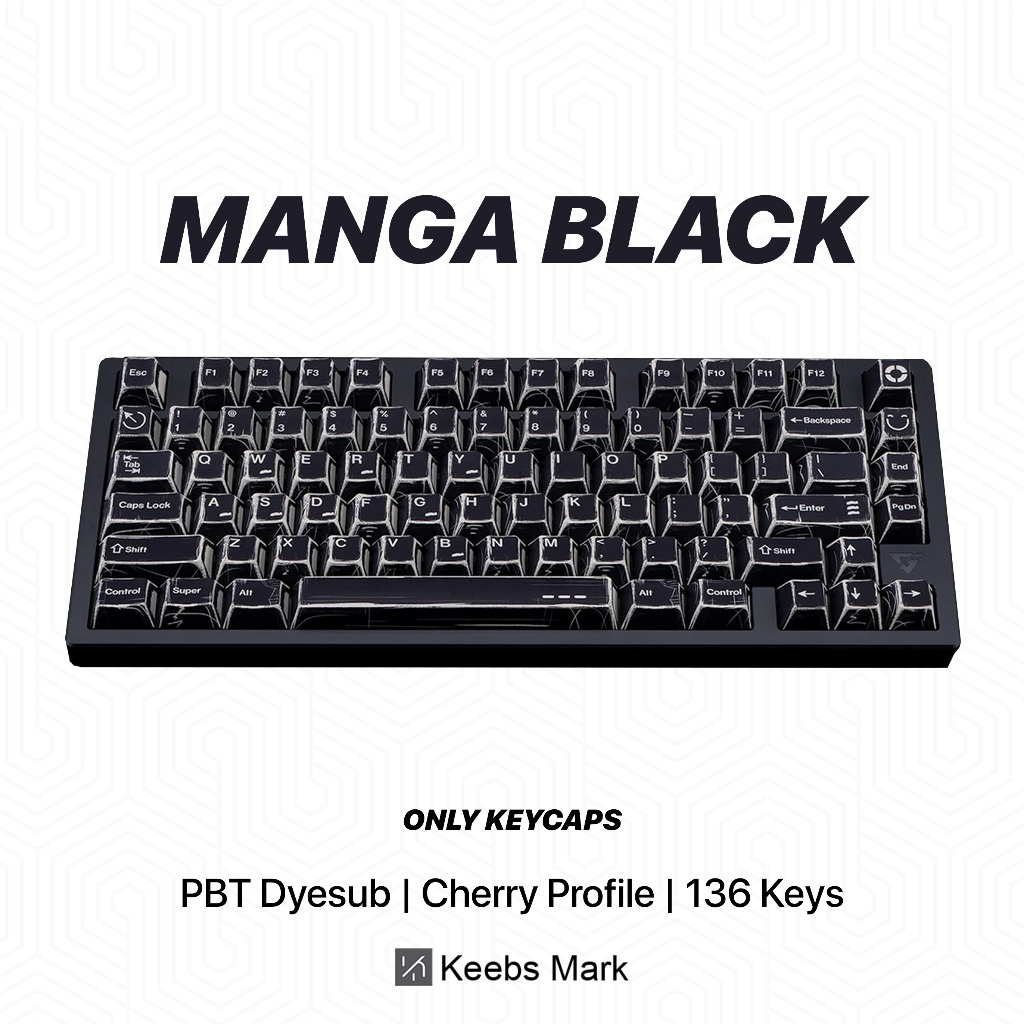 Jual Manga Black Sketch Keycaps PBT Dyesub 136 Keys Cherry Profile ...