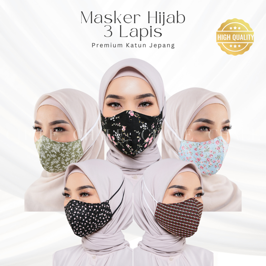 Jual Chale Masker Kain Hijabloop 3 Lapis Motif/ Masker Hijab non Medis ...
