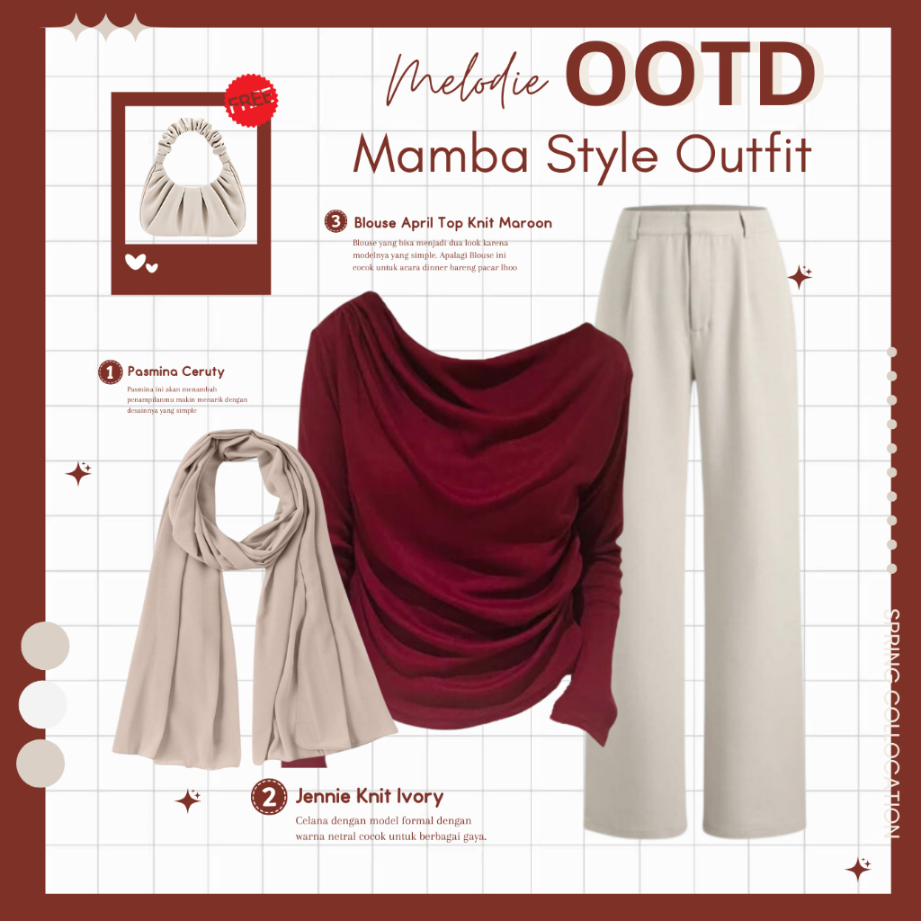 Jual 3In1 Setelan Wanita Kekinian | Pasmina, April Blouse, Celana Kulot ...