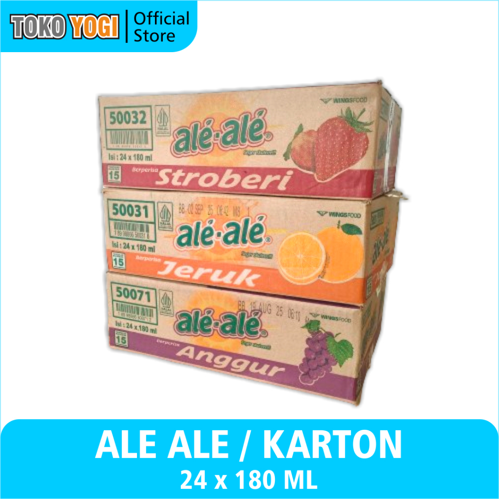 Jual ALE ALE MINUMAN BERPERISA BUAH ANGGUR JERUK STROBERI 180ml || 1 ...