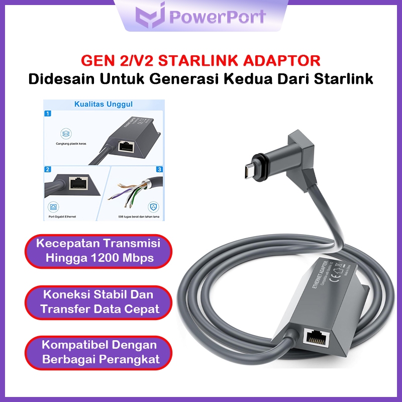 Jual Powerport Starlink Network Ethernet Adaptor V2 / Adaptor Starlink ...