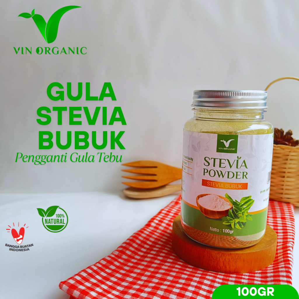 Jual VIN ORGANIC Gula Stevia Bubuk 100gr / Bubuk Daun Stevia Pengganti ...