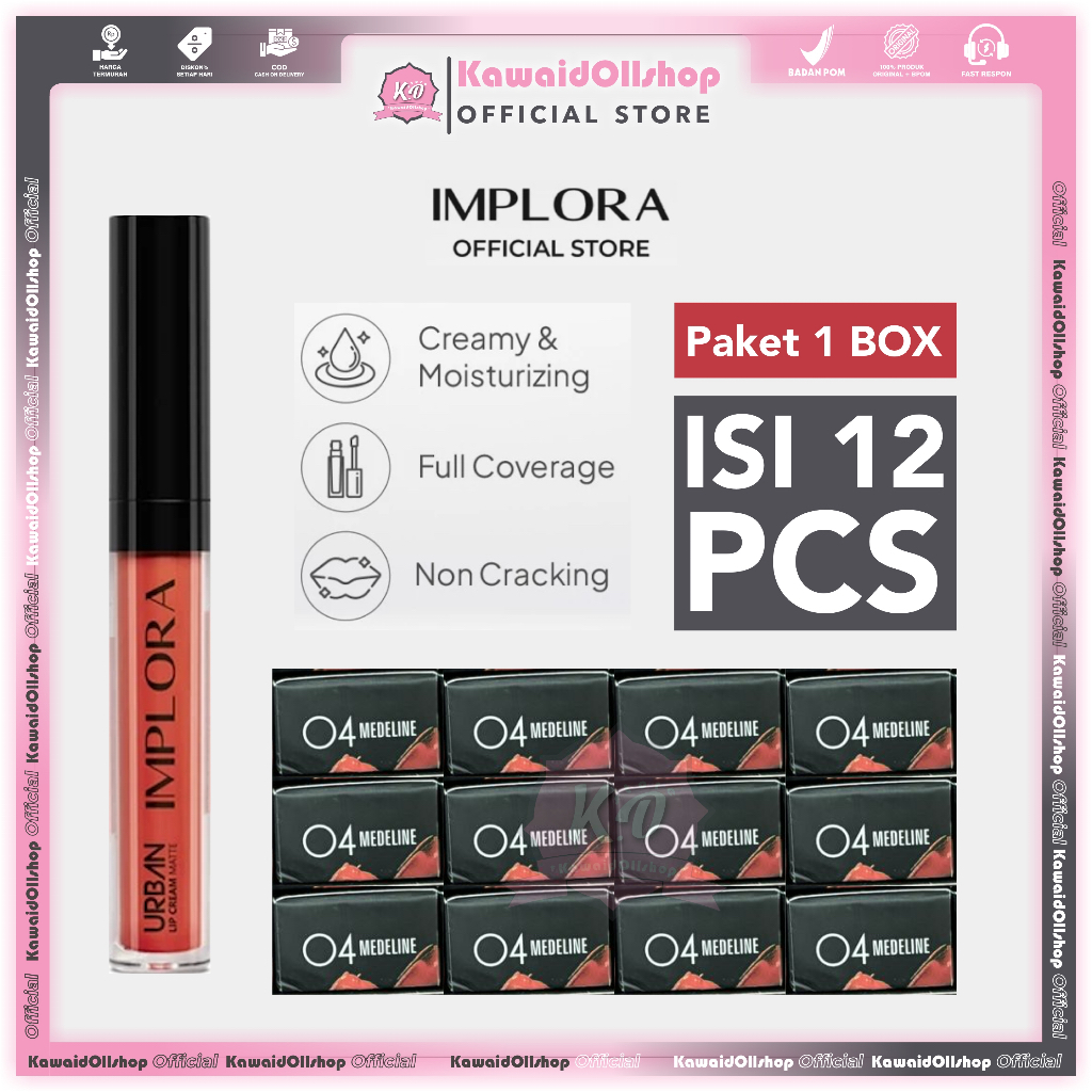 Jual RK 10 Implora URK 10an Lip Cream Paket 1 Box Isi 12 Pcs Matte ...