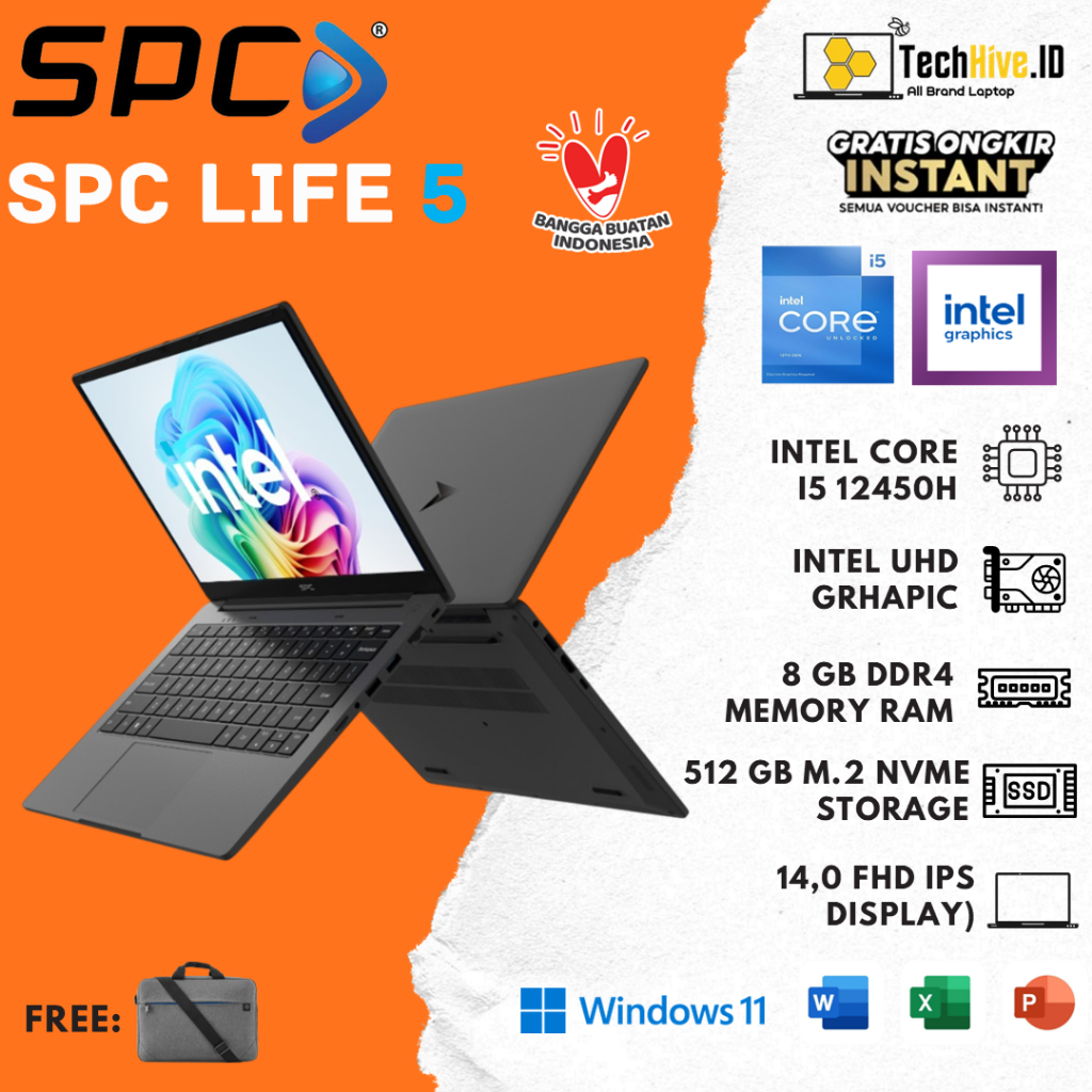 Jual Laptop SPC Life 5 Intel Core i5 12450H - 16GB 1TBSSD W11PRO 14 ...