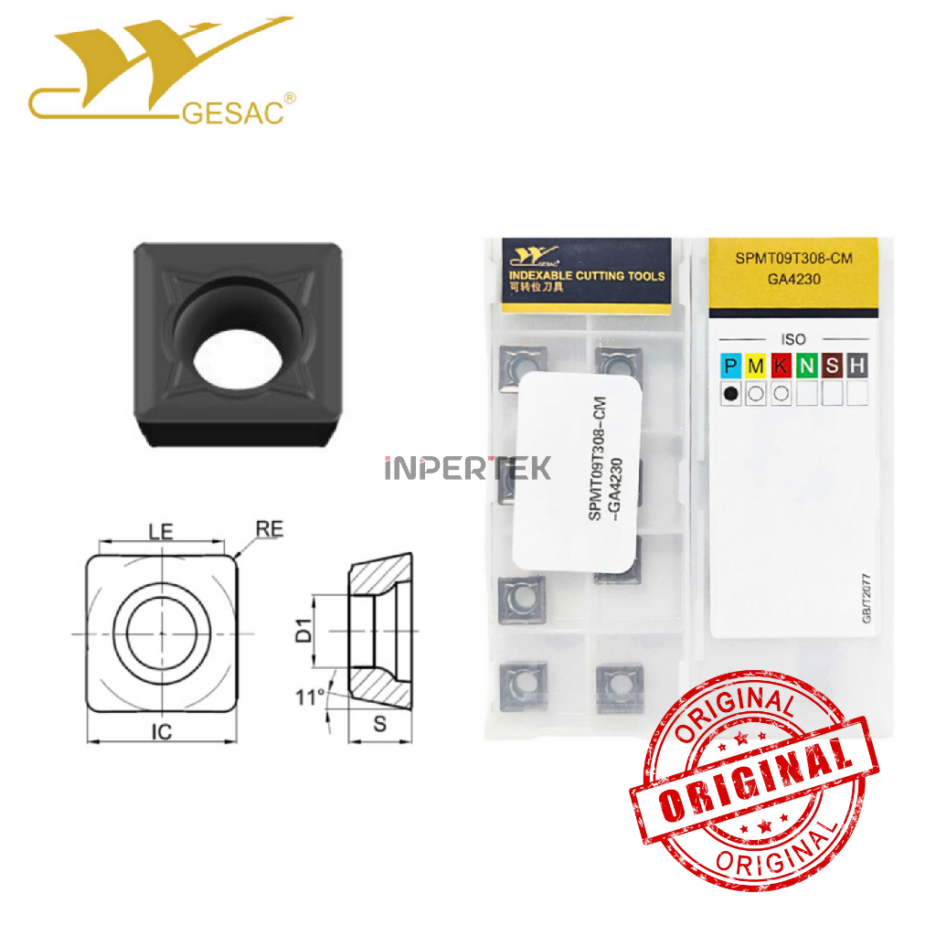 Jual Insert SPMT 09T308 CM GESAC Pahat Milling SPMT 09 T3 08 SPMT09T308 ...