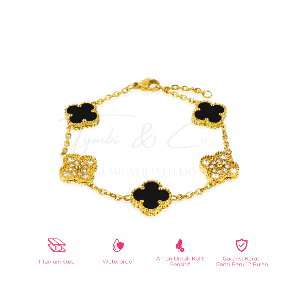 Jual Tymbi&Co - Saskia Bracelet 13mm | Gelang Clover Anti karat 2 Side ...