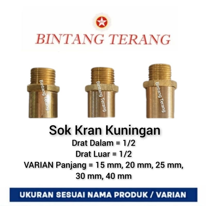 Jual Sok Kran Kuningan 1/2" Drat Luar Dalam - Tebal Anti Bocor / Sok Sambung Kran / Sock Nepel ...