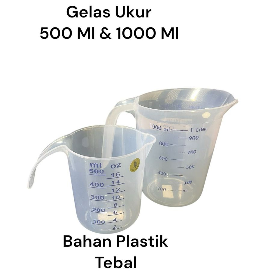Jual Gelas Ukur 500 ml / Gelas Ukur 1 Liter / Gelas Takar Plastik Tebal ...