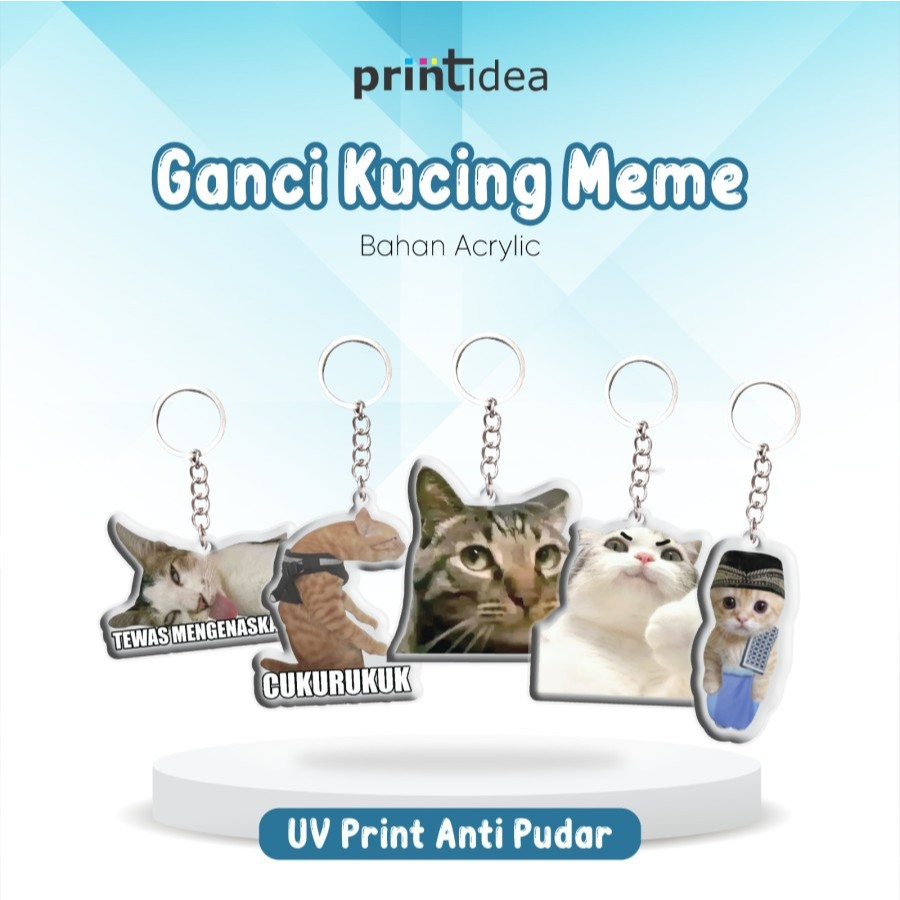 Jual Gantungan Kunci Meme Kucing Ganci Keychain Akrilik | Shopee Indonesia