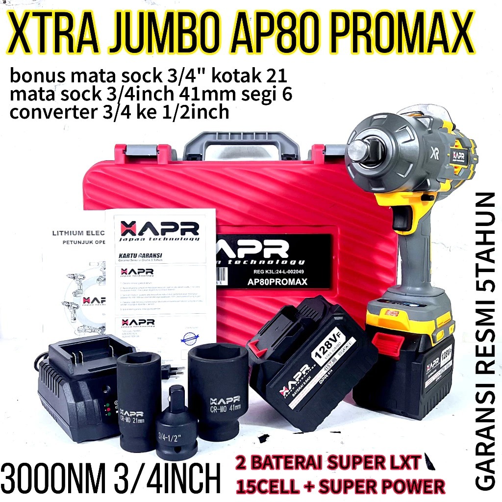 Jual Apr RAJA impact wrench xtra jumbo 3/4inch type AP80 promax 3000NM ...