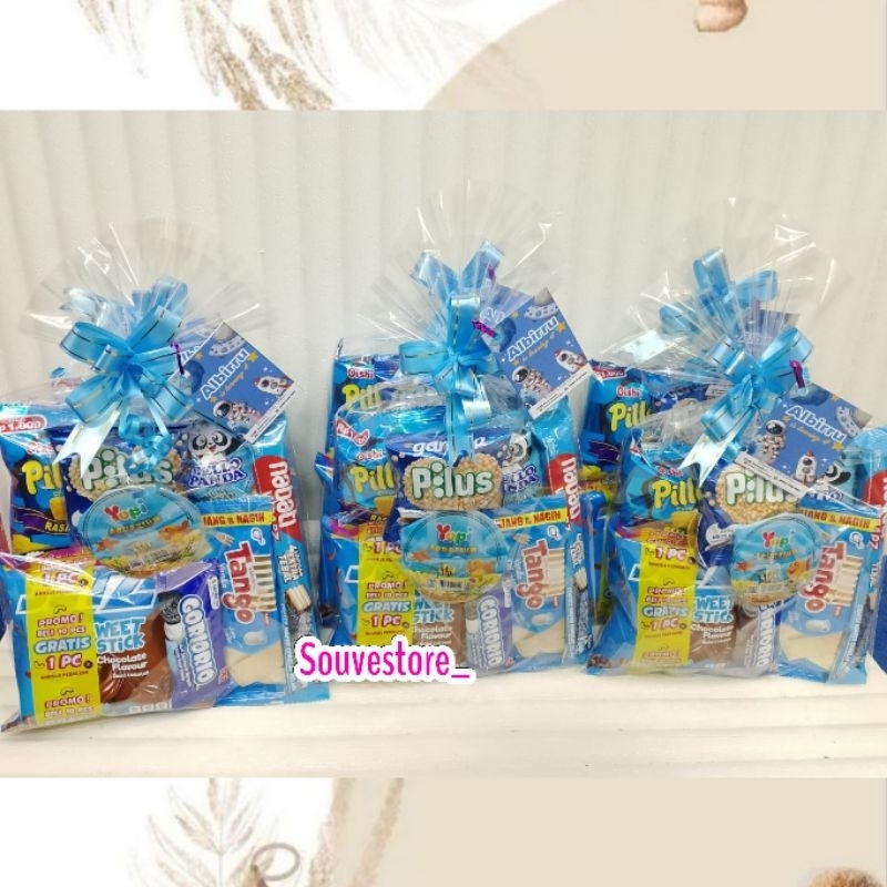 Jual Parcel Ultah Serba Biru || Bingkisan Ultah Serba biru || Snack ...